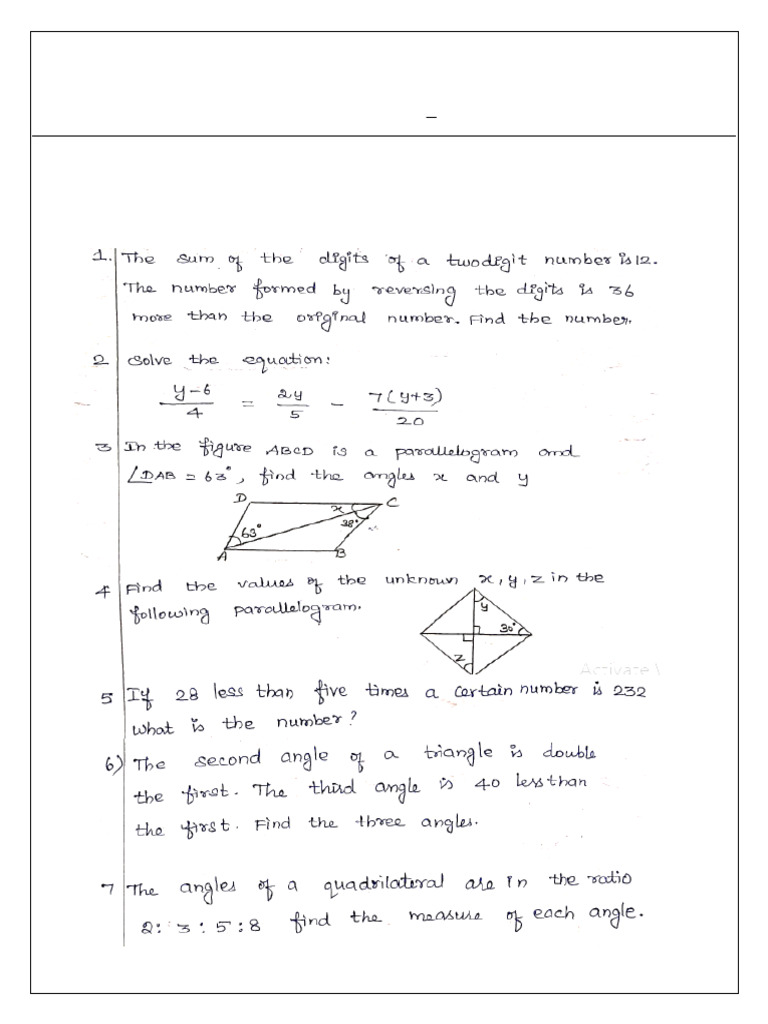 Cl 8 Math WA | PDF