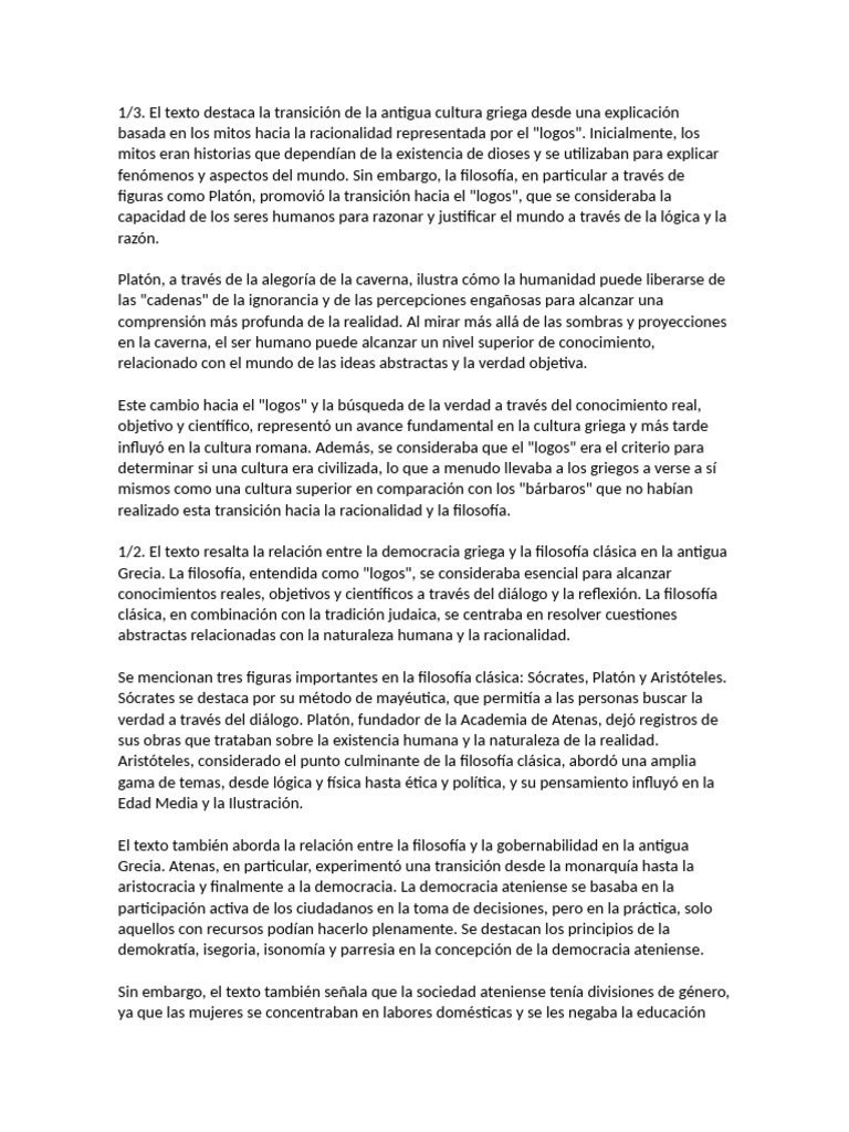 Plantilla La Helade Resumen | PDF | Platón | Conocimiento