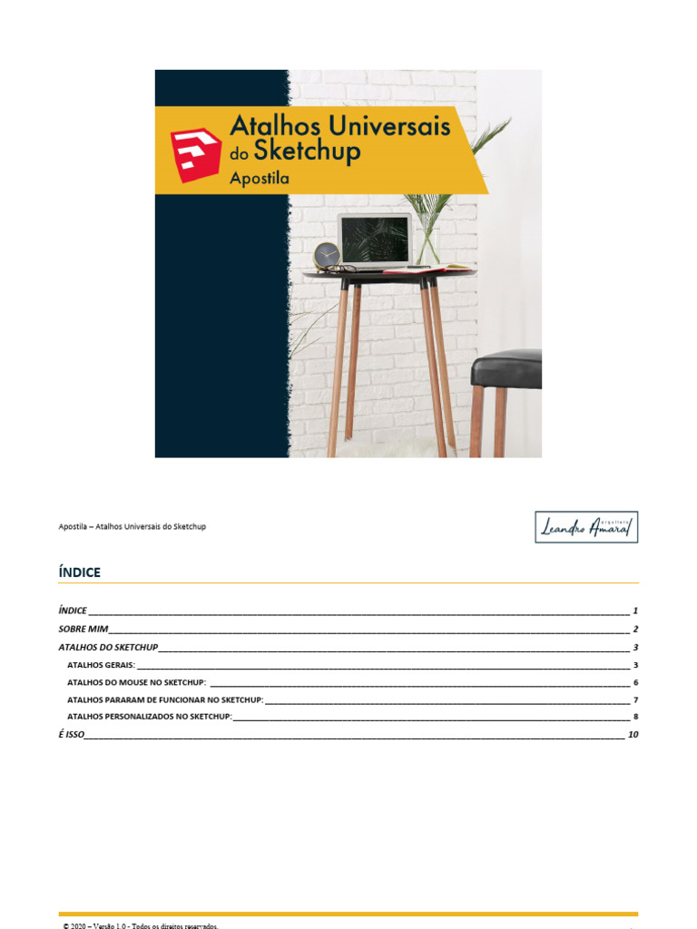 Arquiteto Leandro Amaral - Apostila - Atalhos Universais Do Sketchup ...