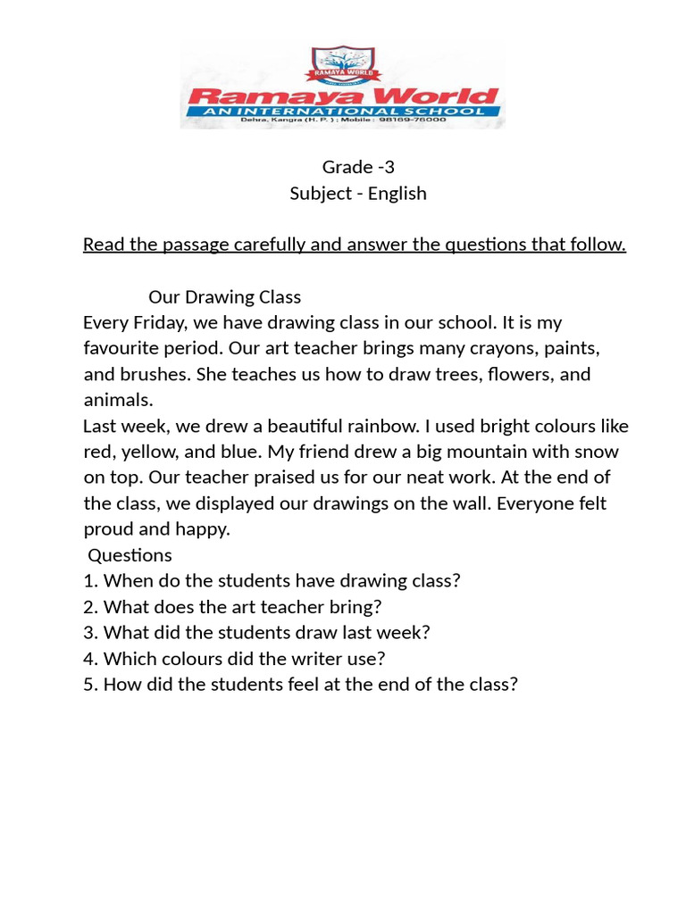 Gr3 Eng Passage | PDF