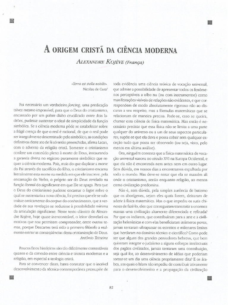 Kojève - Cristianismo e Ciência | PDF