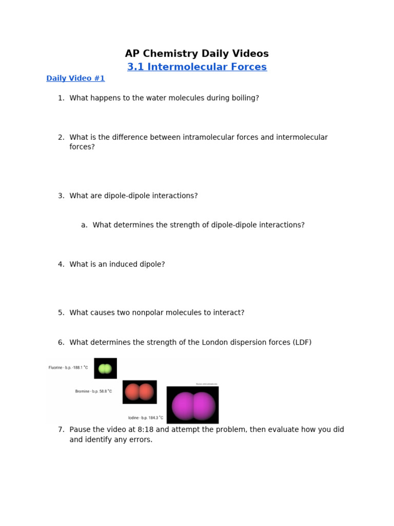 3.1 Intermolecular Forces | PDF