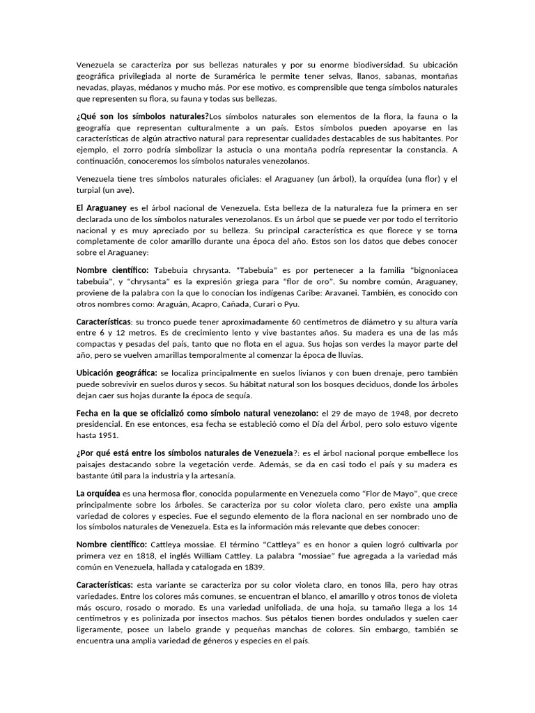 Venezuela Se Caracteriza Por Sus Bellezas Naturales y Por Su Enorme ...
