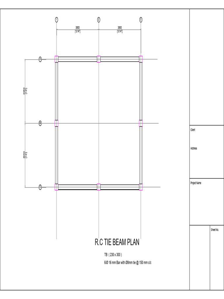 Magwe Toilet R.C Tie Beam Plan | PDF