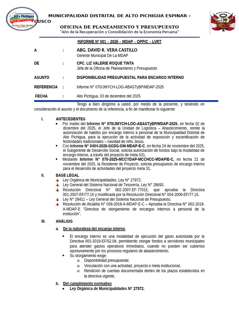 Informe #1 Mdap | PDF | Presupuesto | Gobierno local