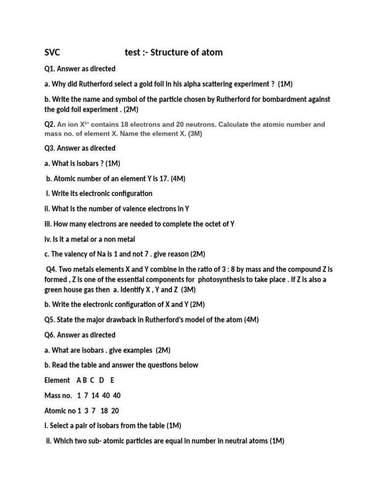 Structure of Atom Test 1 Dec 22 | PDF