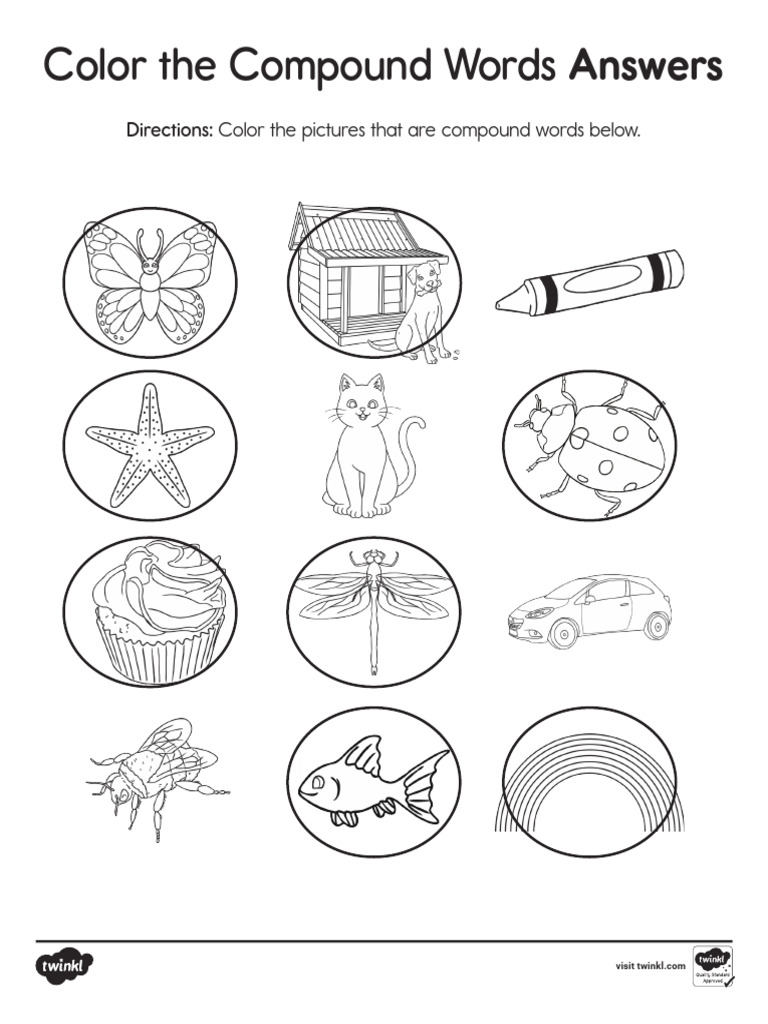Answer Key Color the Compund Words Acivity | PDF