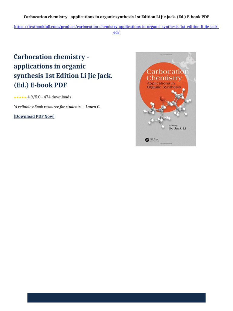 Carbocation Chemistry - Applications in Organic Synthesis 1st Edition ...