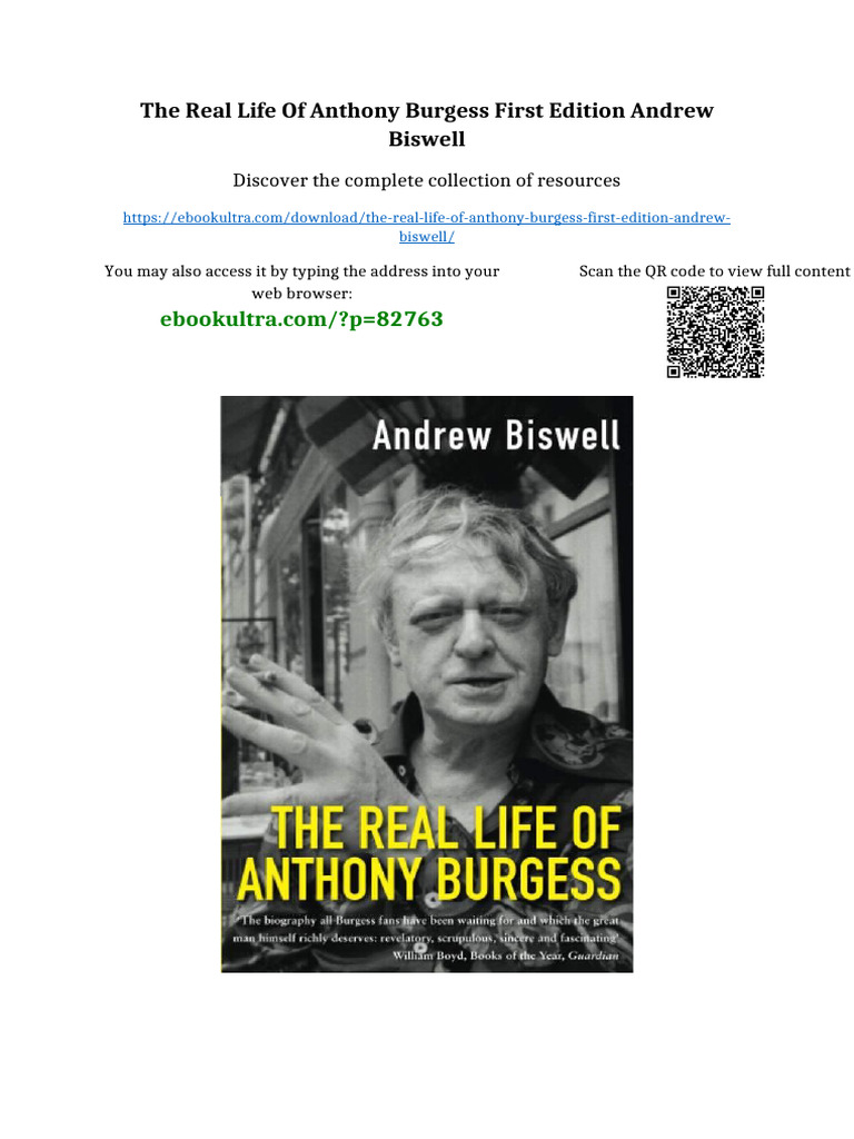 The Real Life of Anthony Burgess First Edition Andrew Biswell Online ...