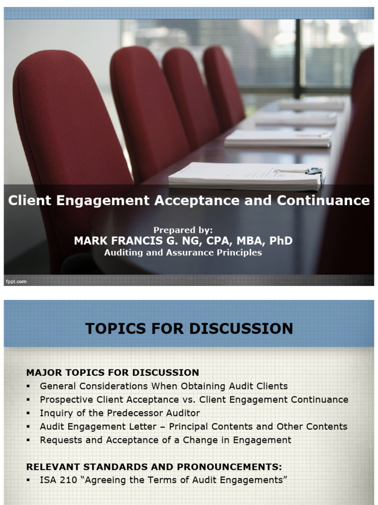 Lecture 05 - Client Engagement Acceptance - 2025 | PDF | Audit | Accounting