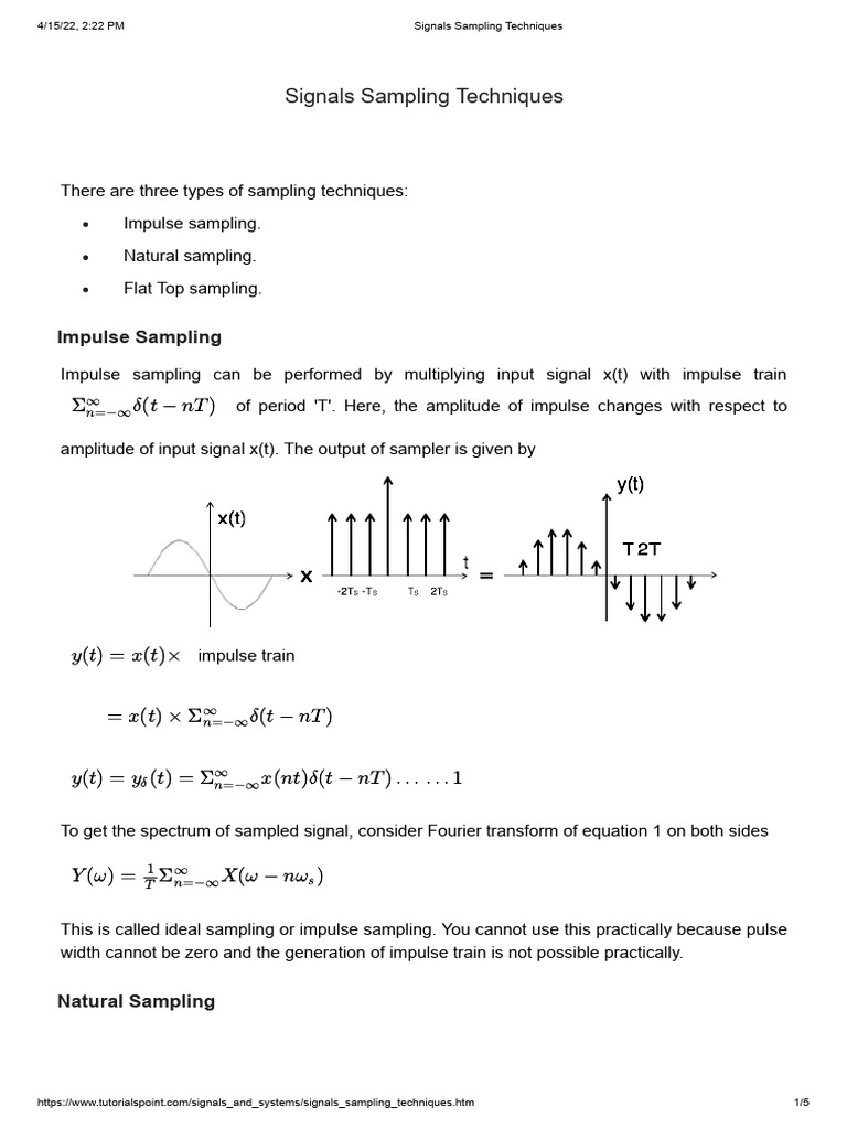 Types of Sampling | PDF | Sampling (Signal Processing) | Spectral Density