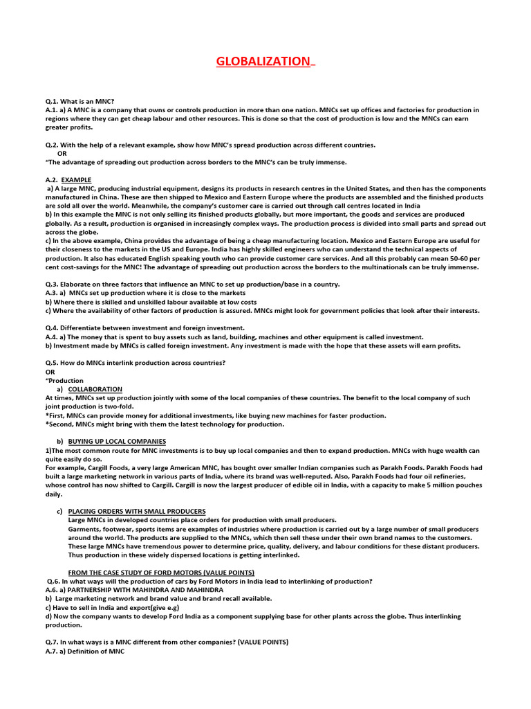 Globalisation | PDF | Multinational Corporation | Globalization