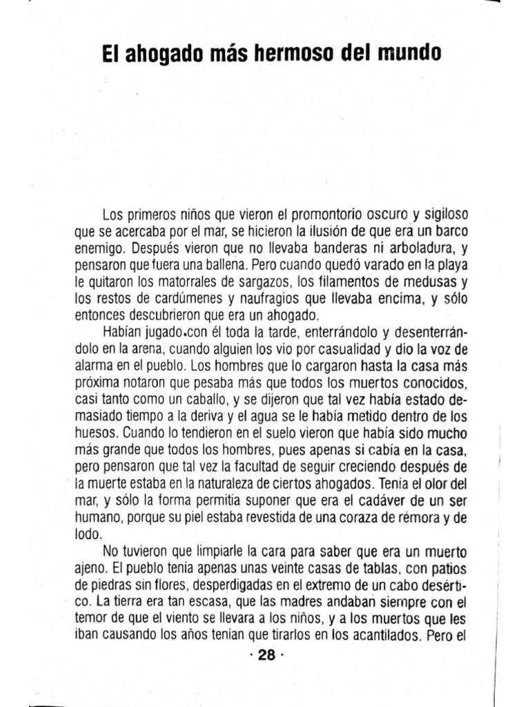 El Ahogado Más Hermoso Del Mundo (Cuento) - Gabriel García Márquez ...