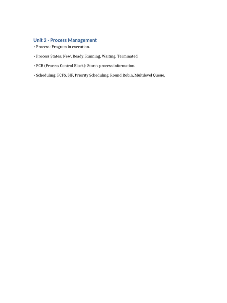 Unit 2 - Process Management | PDF
