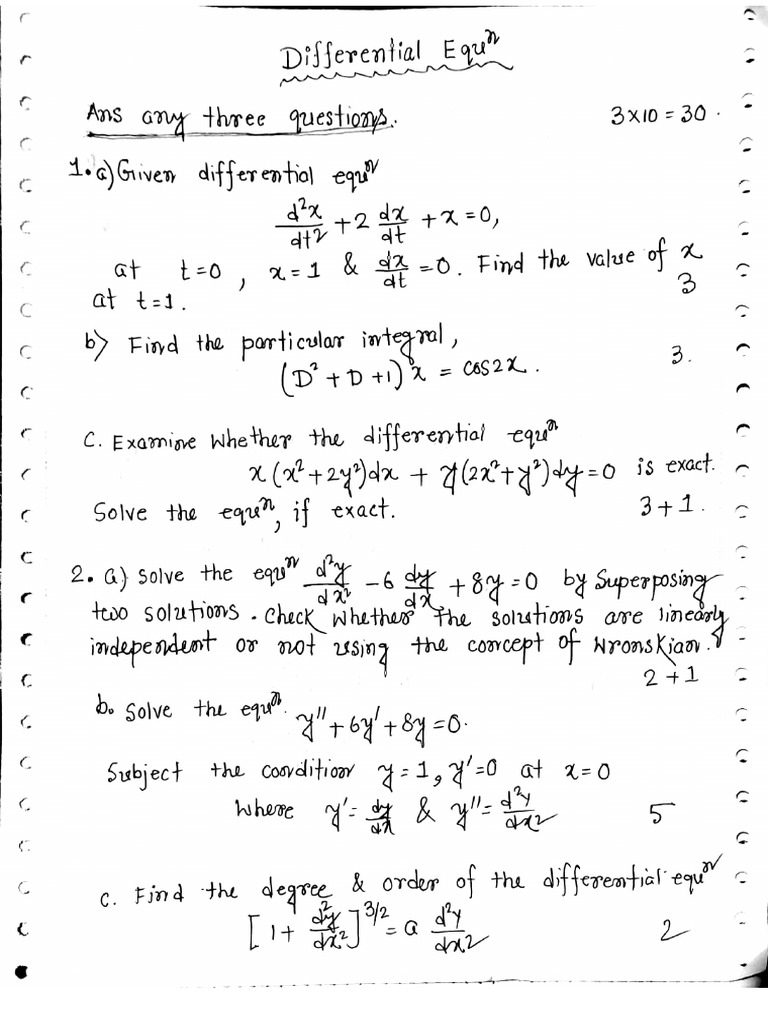 Differential Equations Questions | PDF