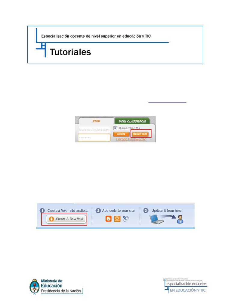 Clase 2 Tutorial Cómo Utilizar Voki | PDF | Botón (Computación) | Software
