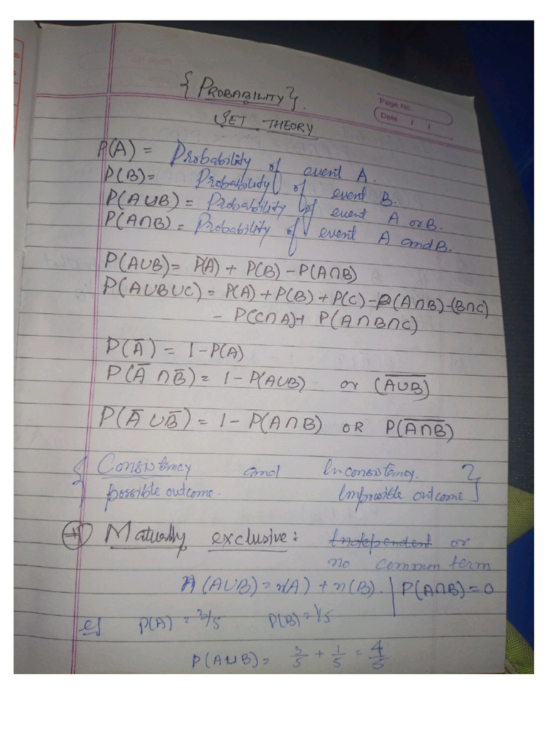 Probability Handwritten Notes | PDF