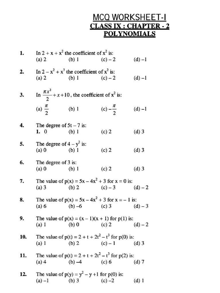 1763385970560.Polynomials IX Question Bank | PDF