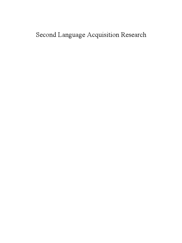 Second Language Acquisition Research | PDF | Second Language ...
