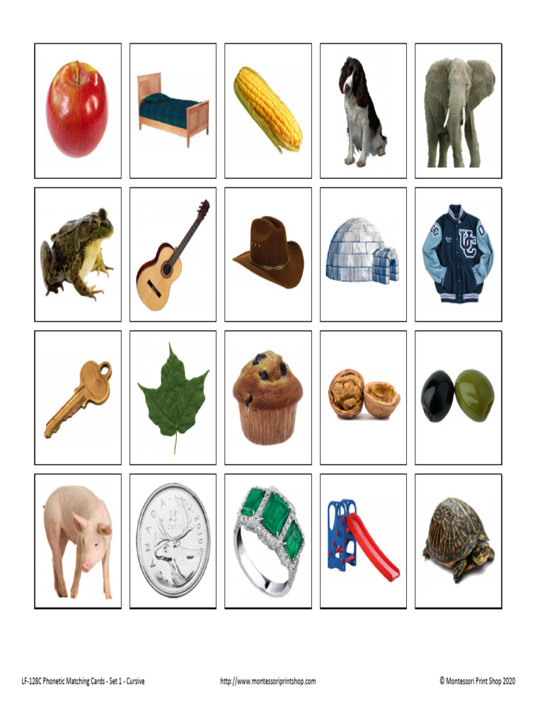 LF-128C Phonetic Matching Cards - Set 1 - Cursive | PDF | Orthography