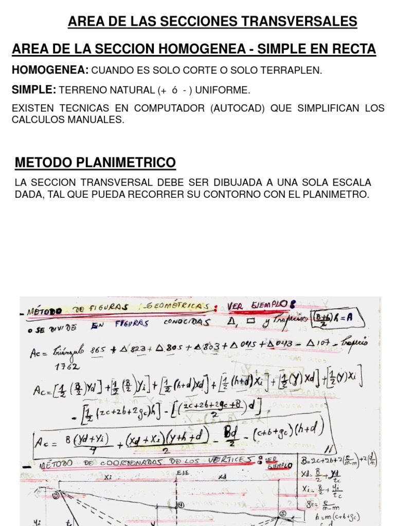 Areas de Secciones Transversales y Volumenes | PDF