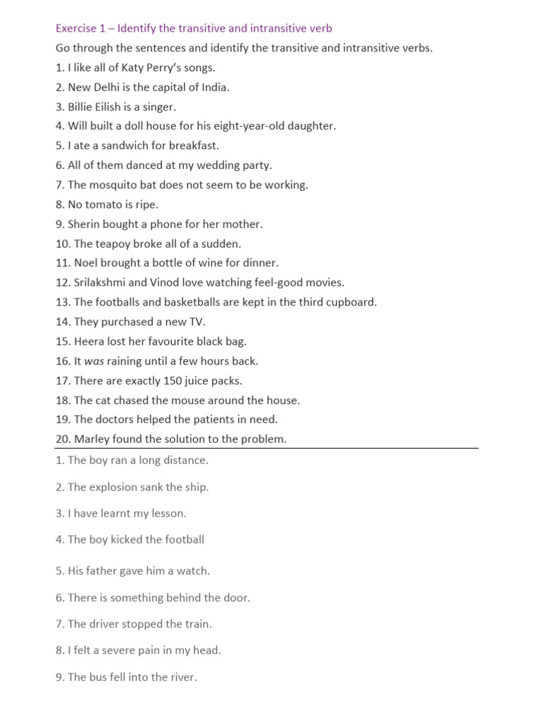 Transitive Intransitive Verb | PDF