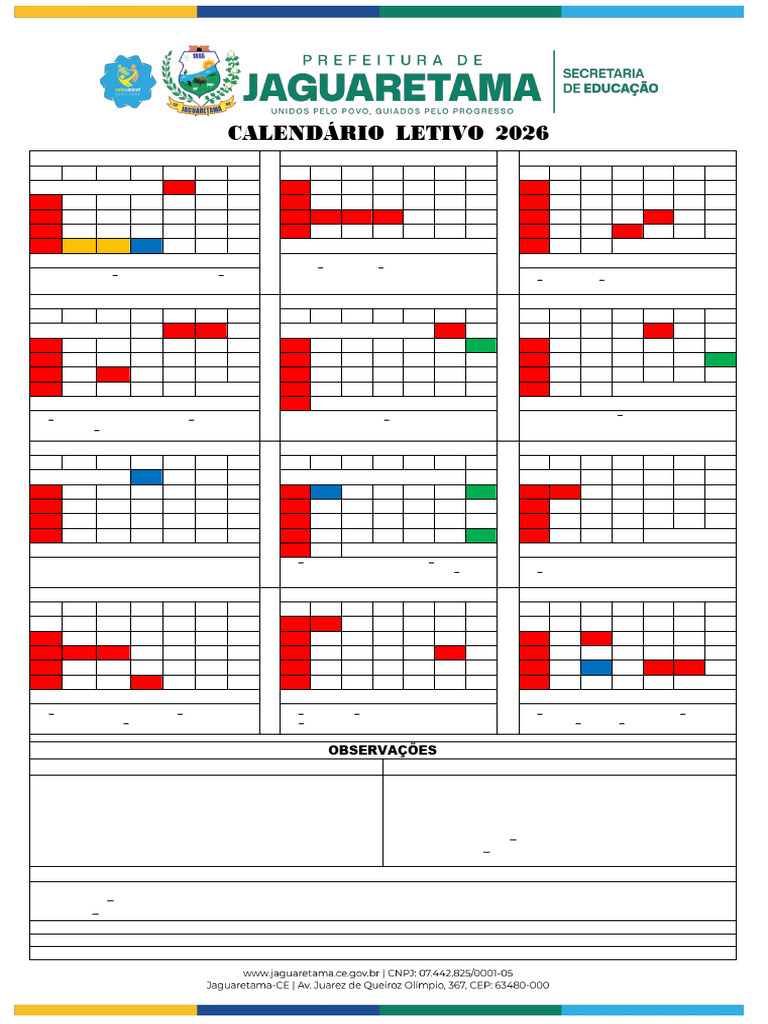 Calendario Letivo 2026 SUGESTÃO | PDF