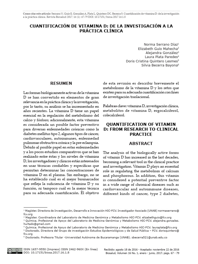 achivo cientfico sobr vitamina d | PDF | Cromatografía líquida de alto ...