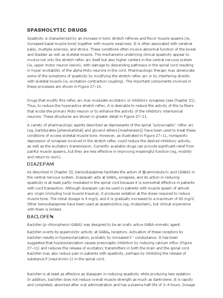 Spasmolytic Drugs | PDF | Nervous System | Drugs