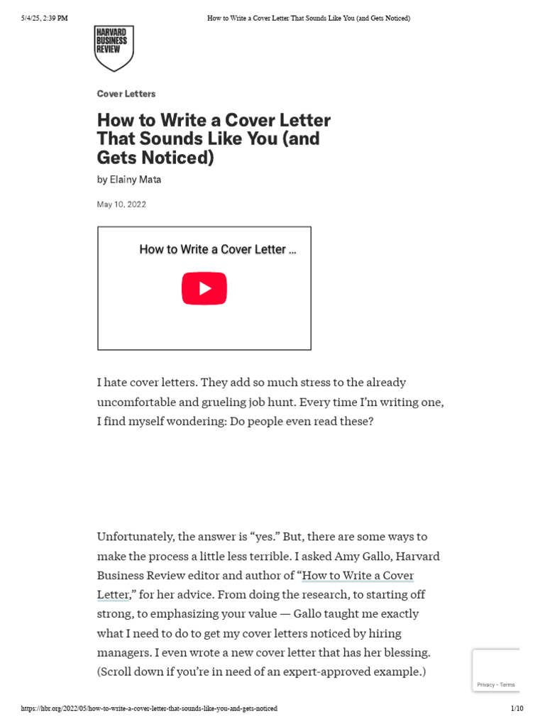 How to Write a Cover Letter That Sounds Like You (and Gets Noticed) | PDF