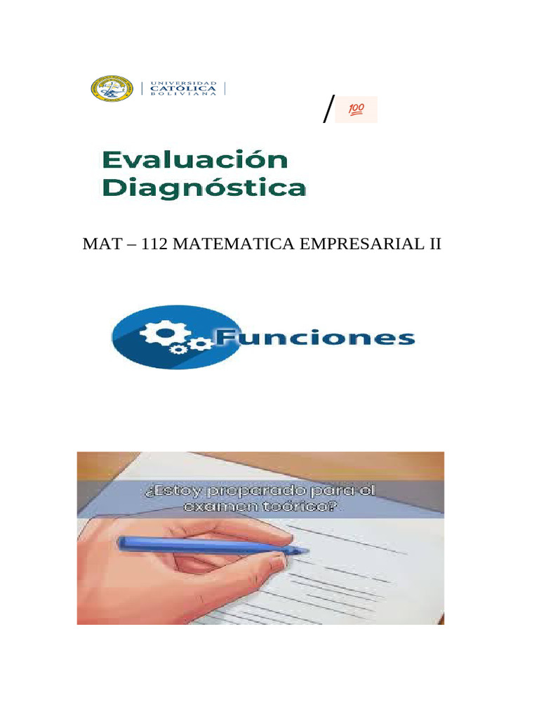 Diagnostico Mat 112 2026 | PDF | Función (Matemáticas) | Pendiente