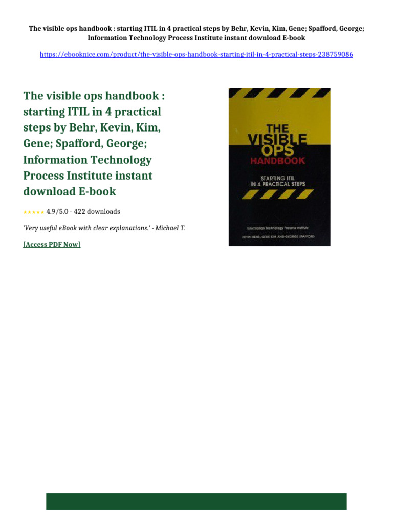 The visible ops handbook : starting ITIL in 4 practical steps by Behr ...