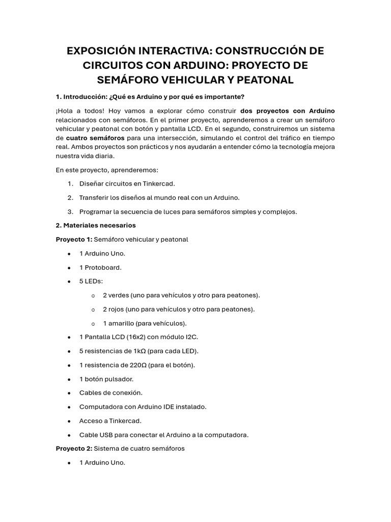 Construcción de Circuitos Con Arduino Proyecto de Semáforo | PDF ...