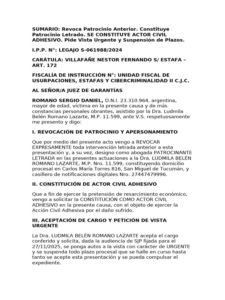 Revoca Patrocinio | PDF