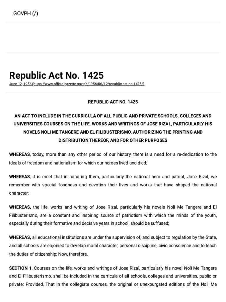Republic Act No. 1425 _ Official Gazette of the Republic of the ...