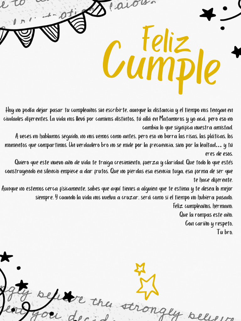 Documento A4 Carta de Cumpleaños Happy Birthday Amarillo - 20260211 ...