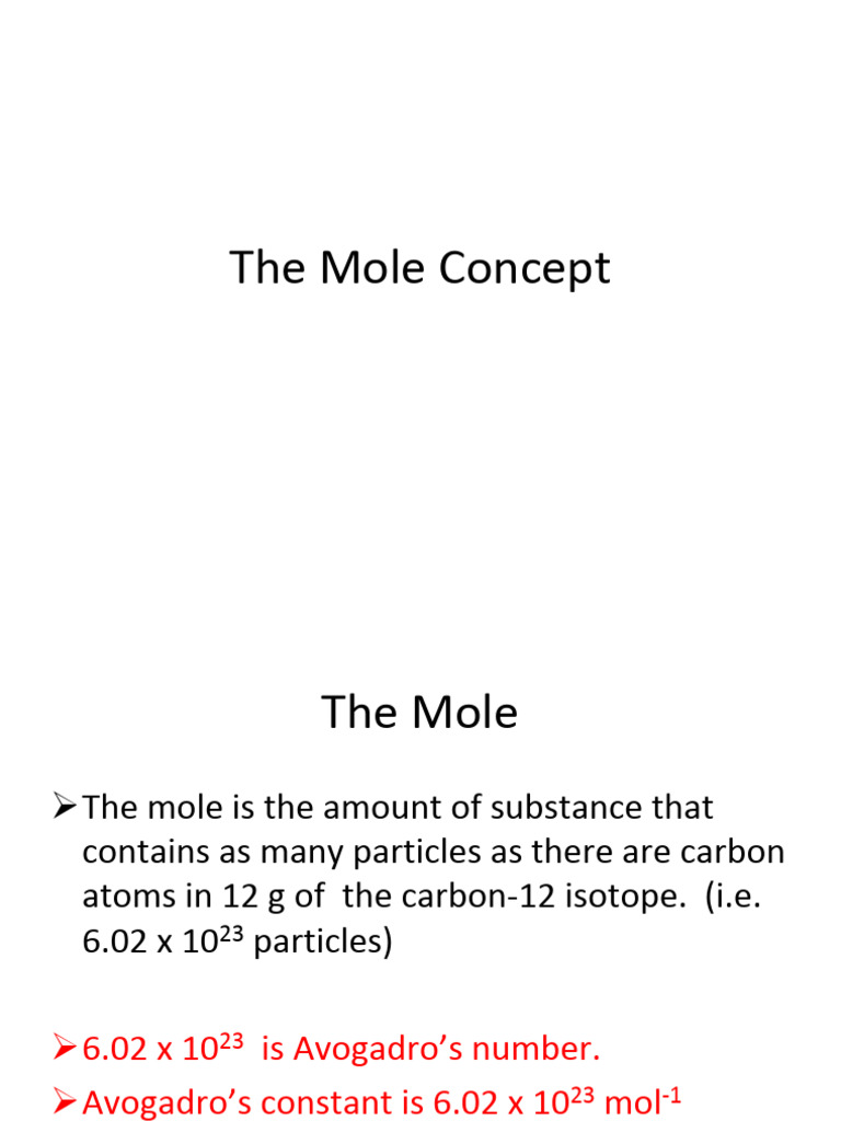 Cape Chemikstry-mole Concept | PDF | Mole (Unit) | Gases
