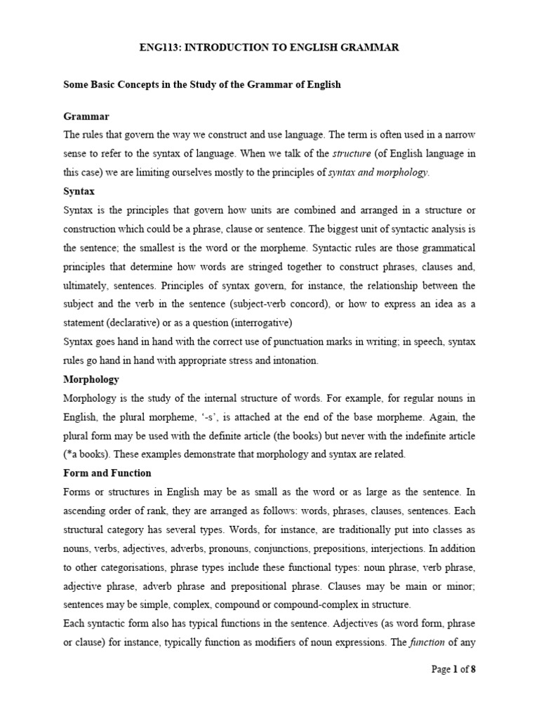 Introduction To English Grammar | PDF | Verb | Grammatical Tense