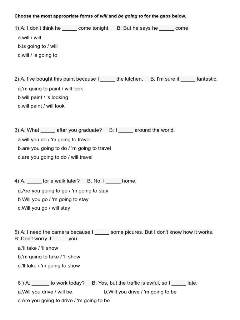 Will vs Be Going to Part 2 | PDF