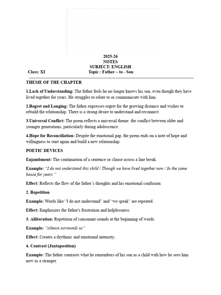 Notes - Father to Son.docx | PDF | Psychology
