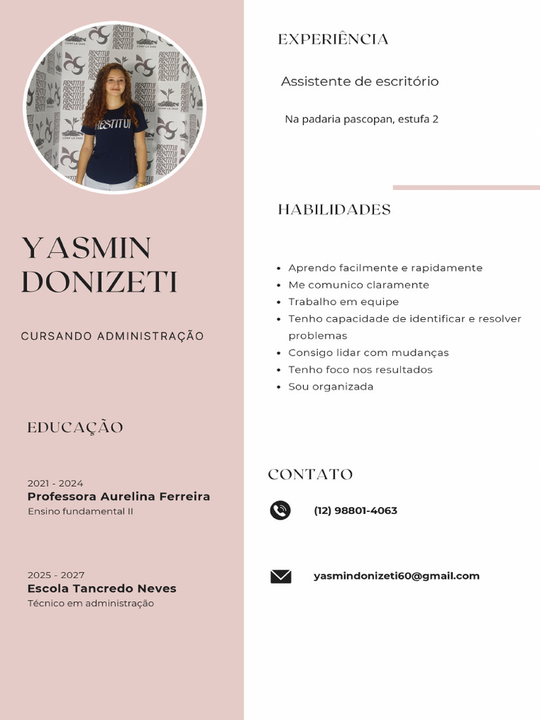 Currículo Simples Com Foto e Informações Em Rosa e Branco_20260211 ...