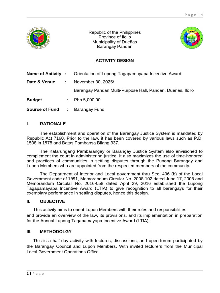 LTIA Activity Design | PDF | Philippines