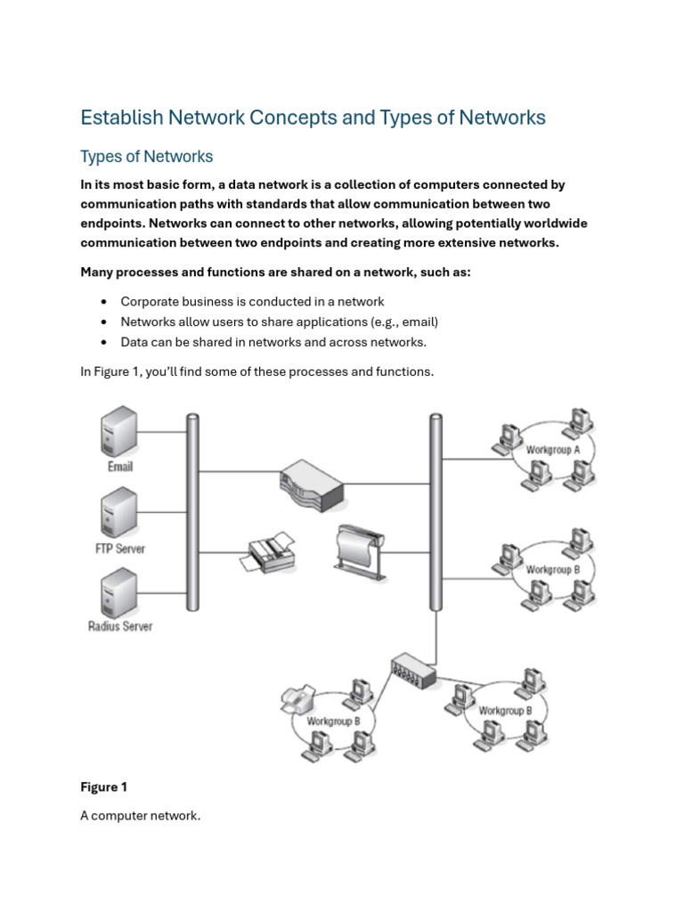 Establish Network Concepts and Types of Networks | PDF | Computer ...