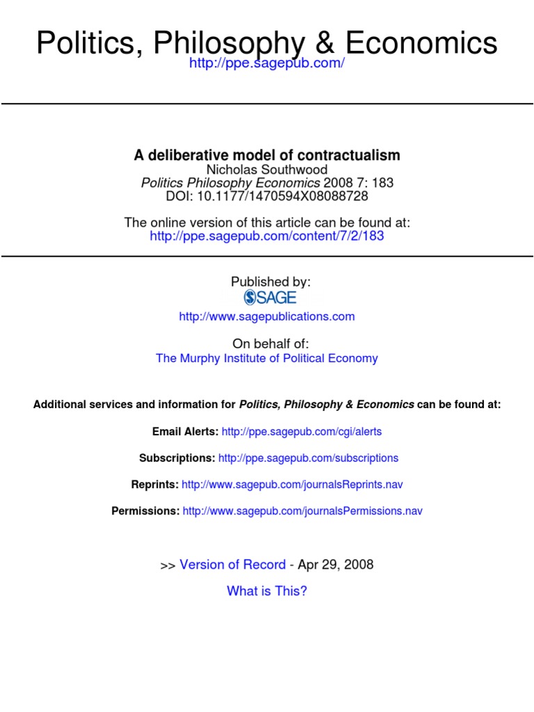 Politics, Philosophy & Economics: A Deliberative Model of ...