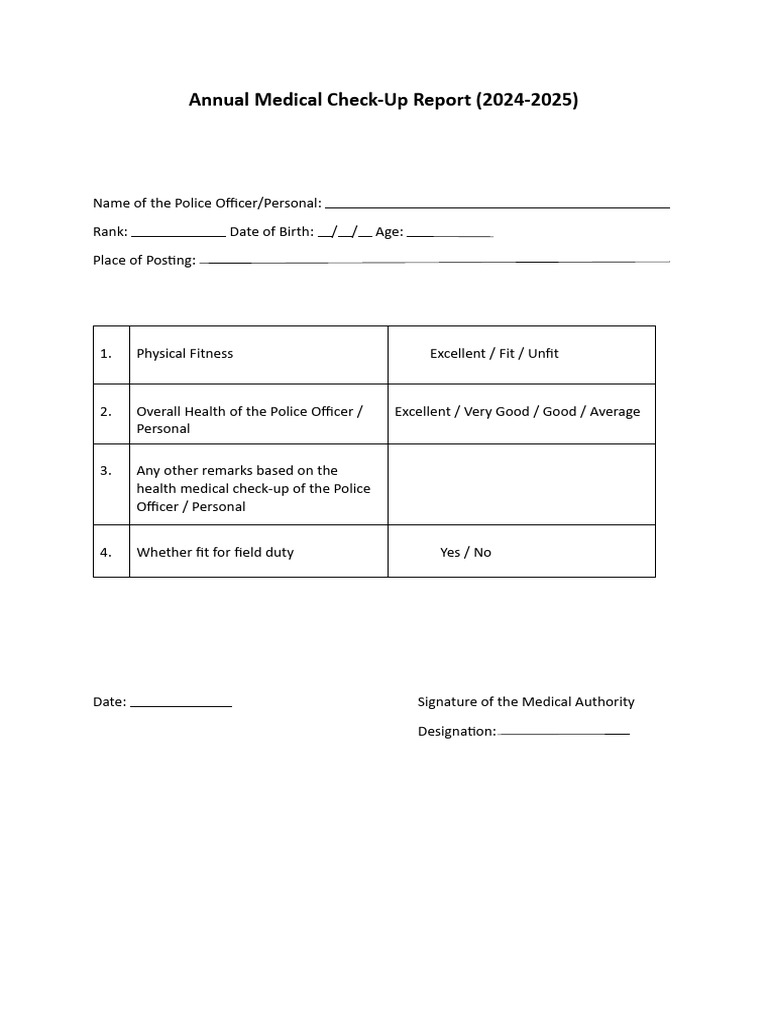 Annual Medical Check | PDF