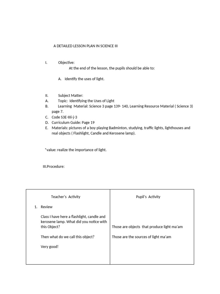 My Final Demo Science 3 | PDF | Light