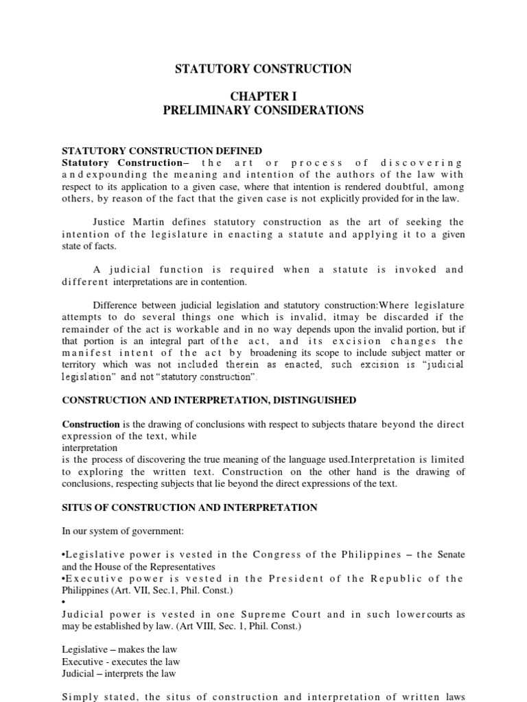 Statutory Construction Preliminary Considerations | PDF | Statutory ...