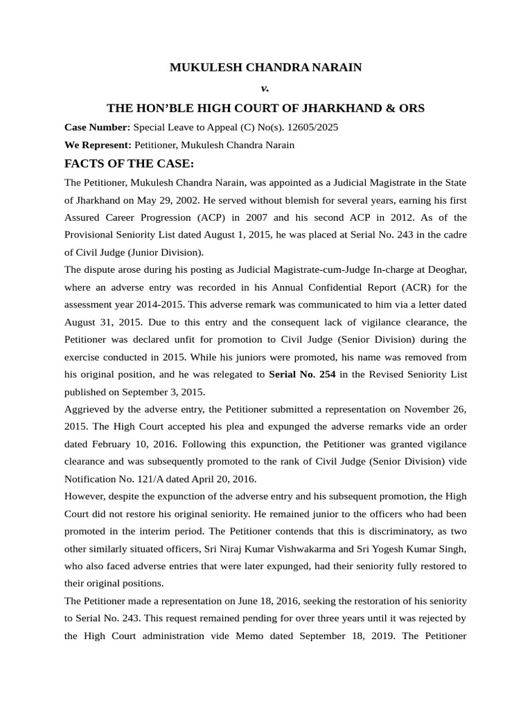 Mukulesh Chandra Narain Case Note | PDF | Supreme Court Of The United ...