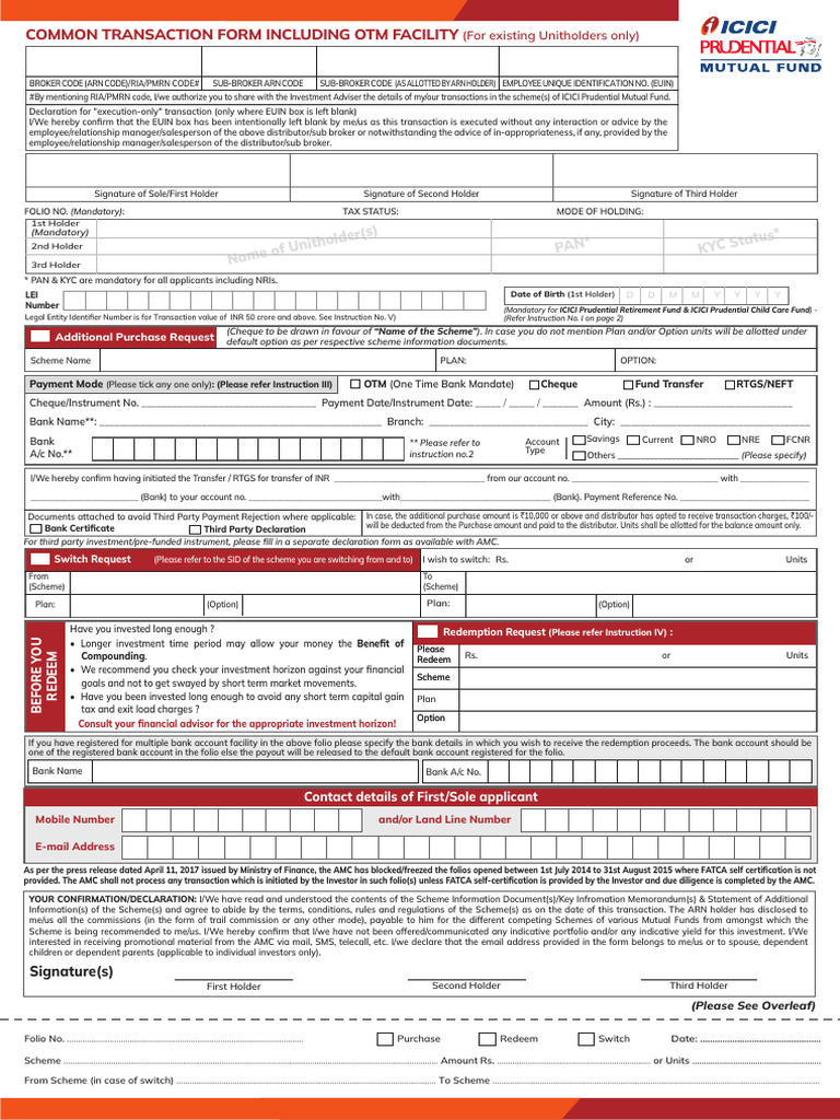 Common Transaction Form Including OTM Facility With KIM | PDF | Banks ...