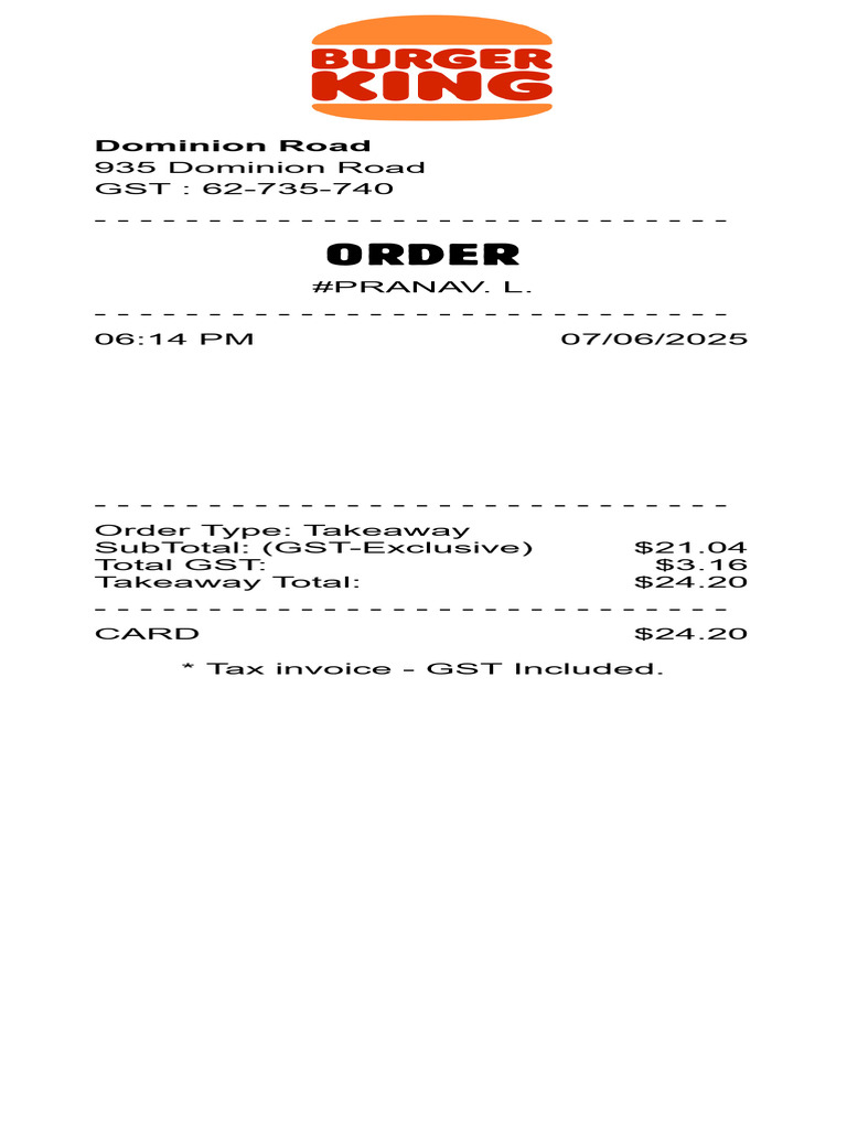 Receipt Tah NZ BK | PDF